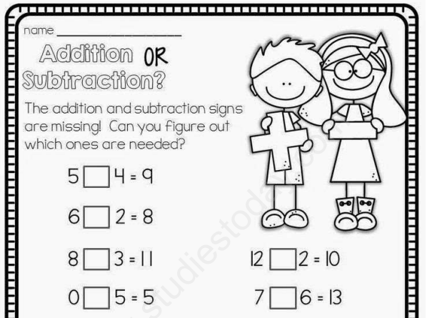 CBSE Class 1 Maths Addition Or Subtraction Assignment